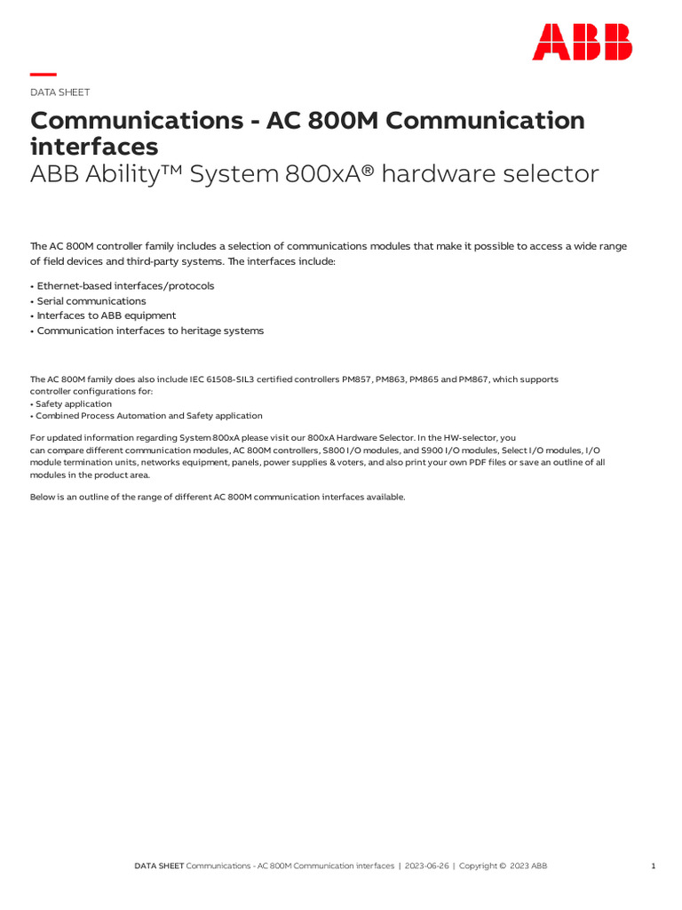 800xa Outline - Communications - AC 800M Communication Interfaces | PDF ...