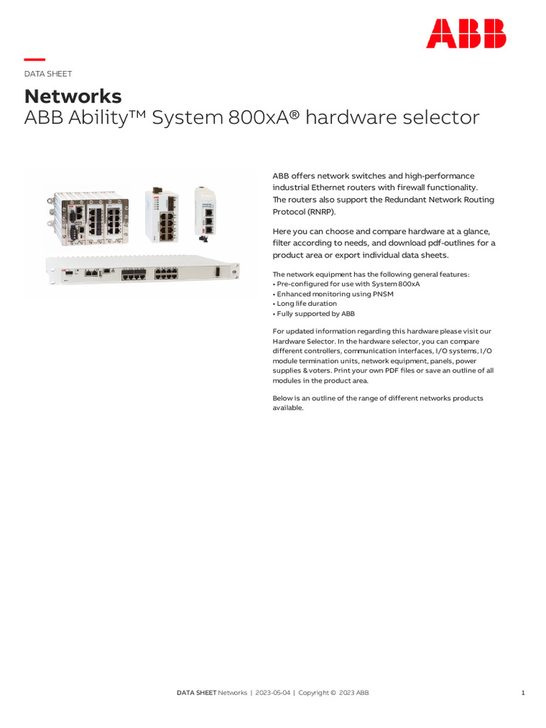800xa Outline - Networks | PDF | Computer Network | Ethernet