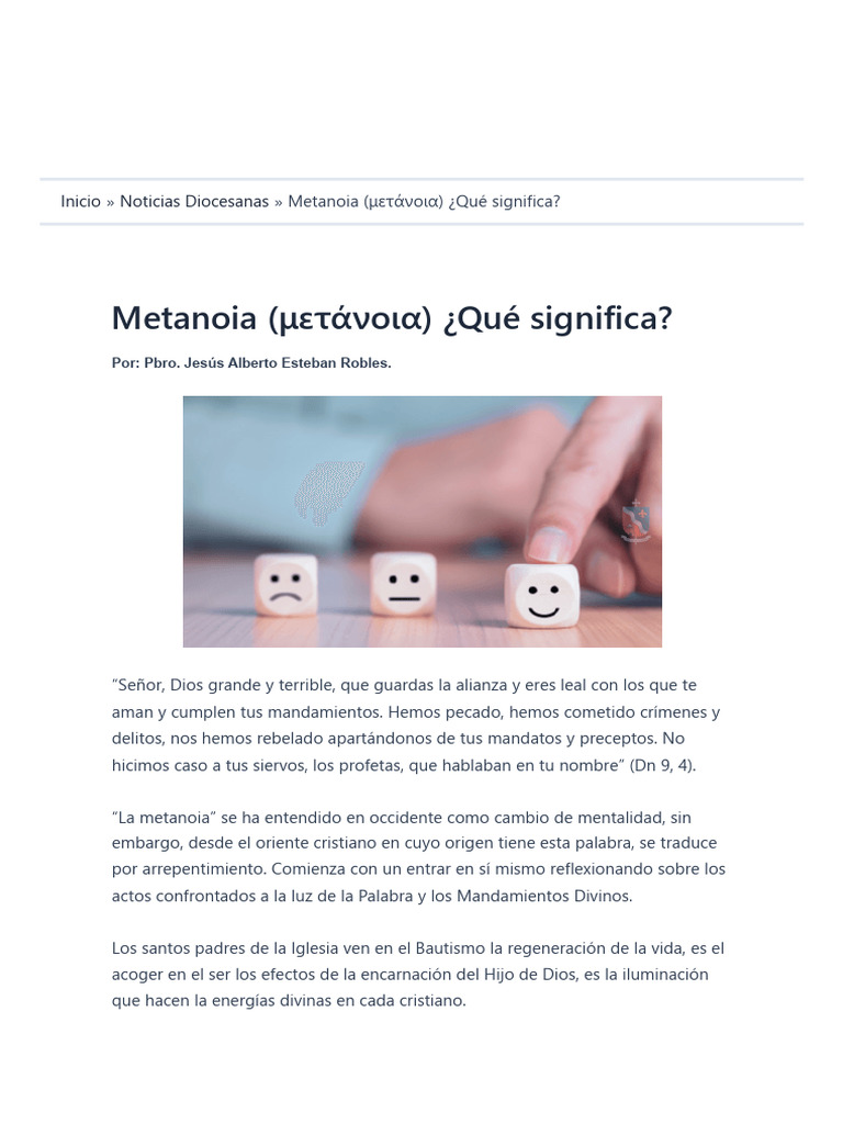 Metanoia (μετάνοια) ¿Qué significa - - Diócesis de Cúcuta | PDF