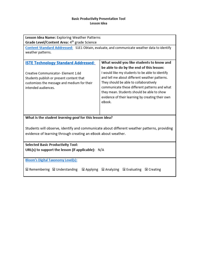 BPT Lesson Idea Complete Final | PDF | Learning | Project Based Learning