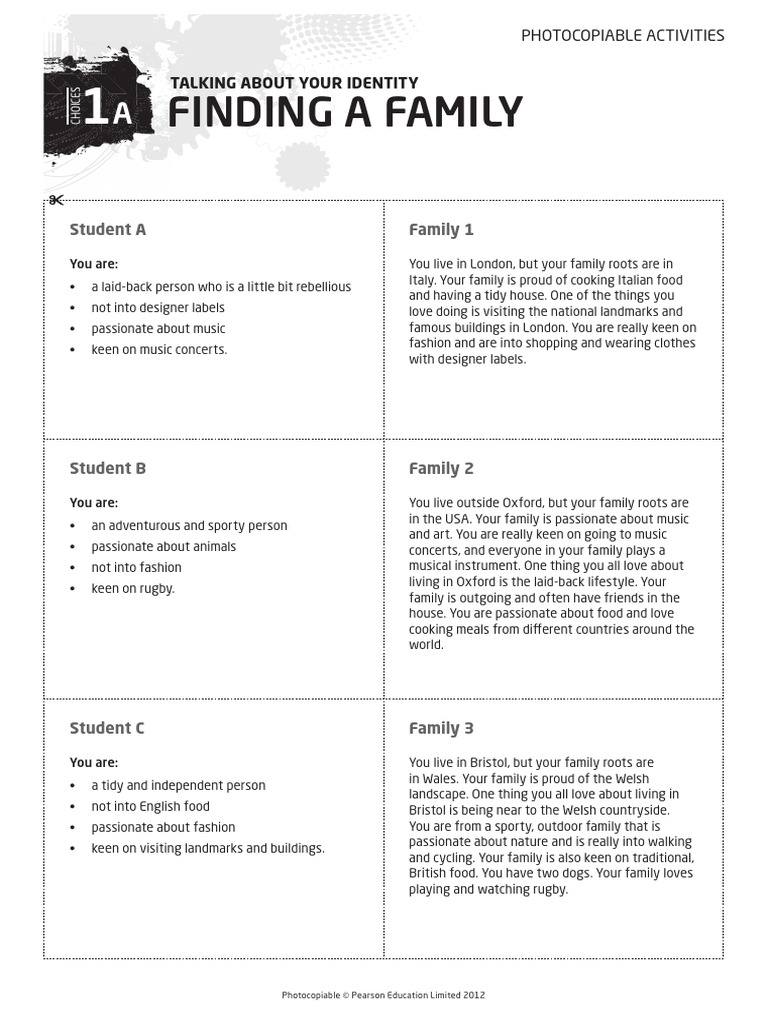 Photocopiable - Activities1A Choices | PDF