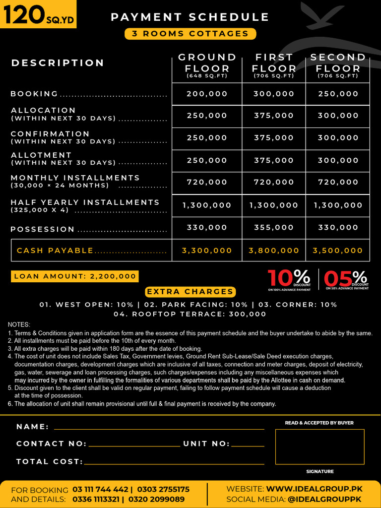 Payment Schedule for Cottages | PDF | Taxes | Business