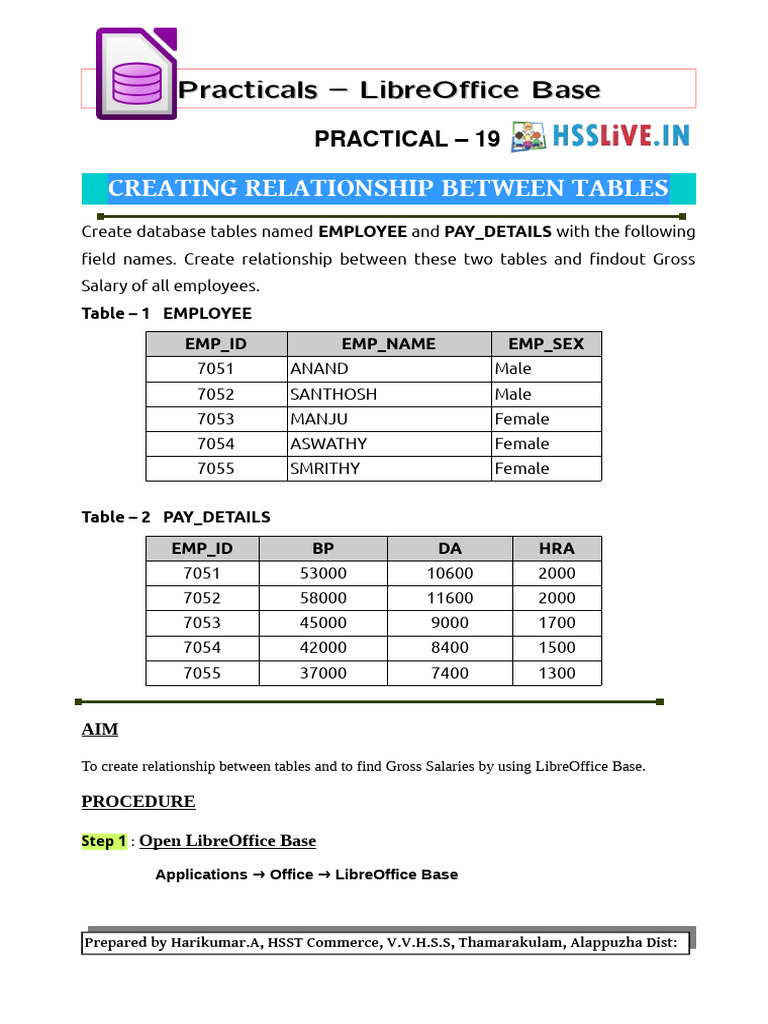 Hsslive-XII-CA-19.Creating Relationship BWN Tables - Base | PDF | Databases | Software