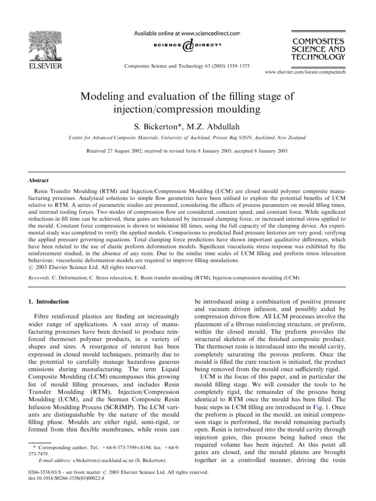 Filling Stage Compression Injection Moulding Pdf Composite Material Viscoelasticity