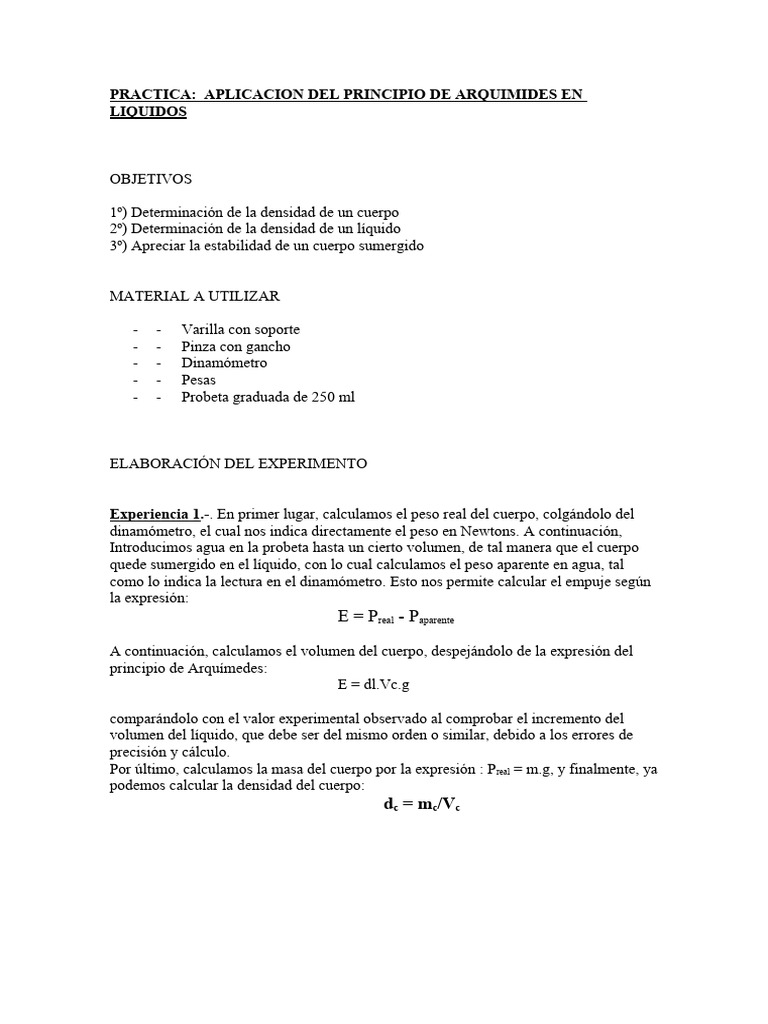 Principio de Arqu Medes | PDF