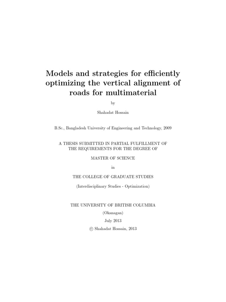 Models and Strategies For Efficiently Optimizing The Vertical Alignment of Roads For ...