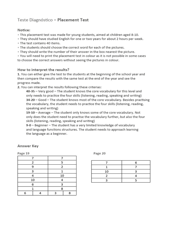 Placement Test | PDF | Vocabulary | Human Communication