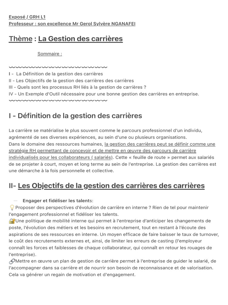 La gestion des carrières | PDF