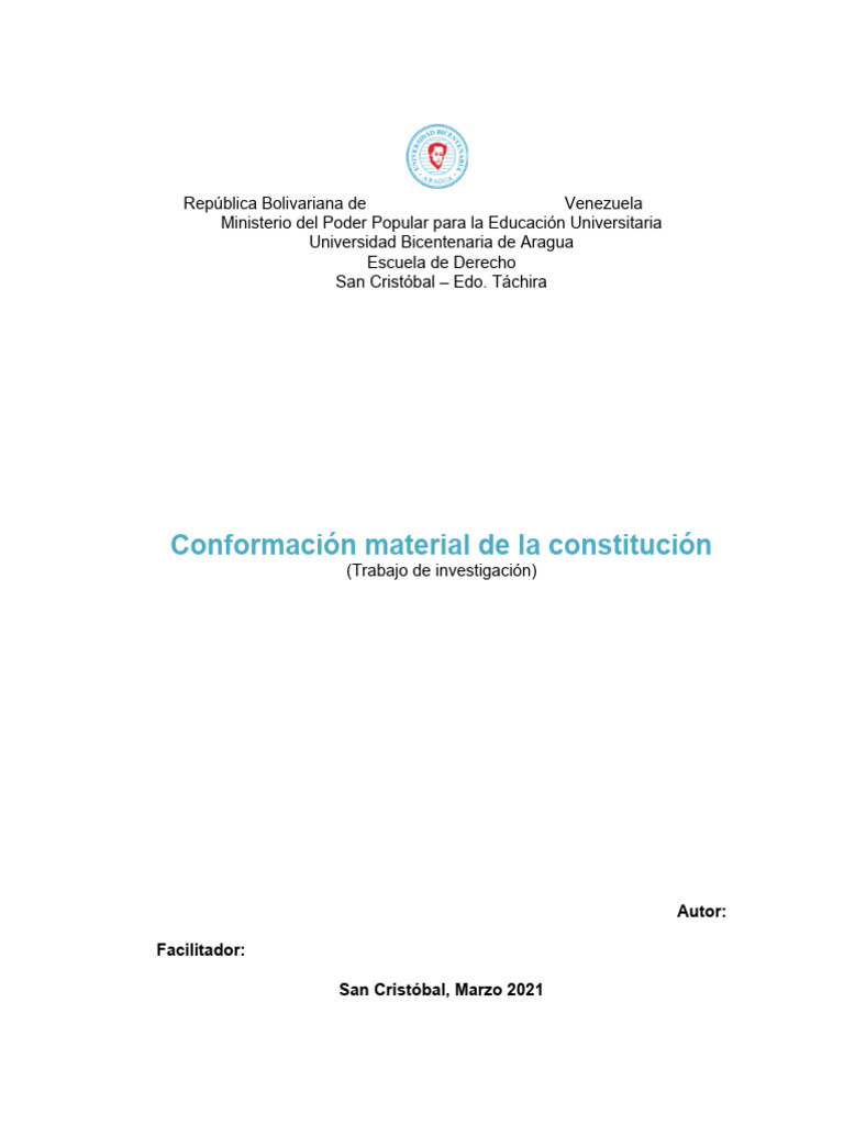 Conformación Material de La Constitución | PDF | Gobierno | Ciencias ...