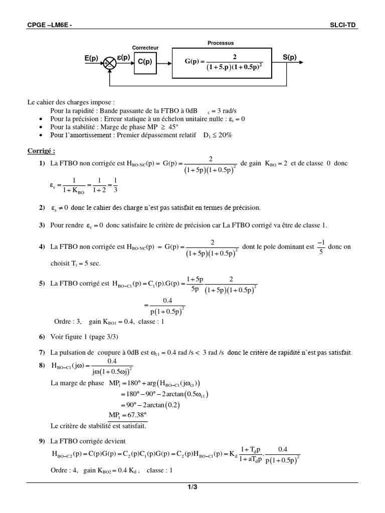 Correction TD Automatique | PDF