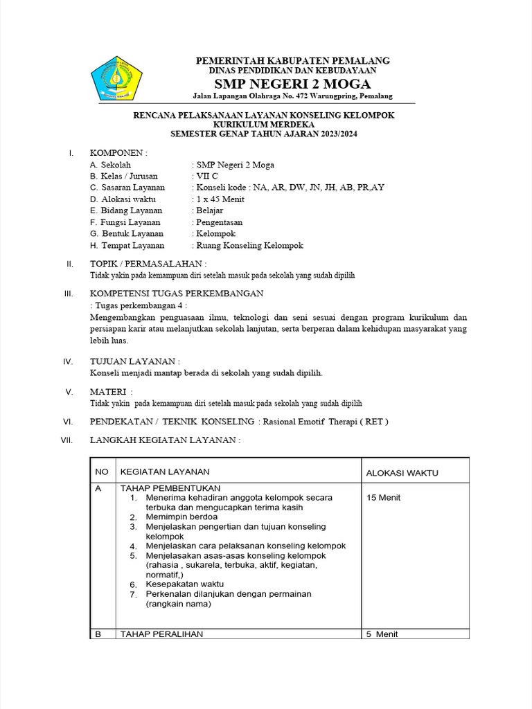 RPL Konseling Kelompok | PDF