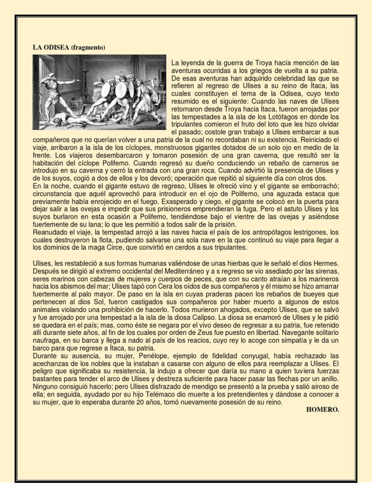 Regreso de Ulises a Ítaca | PDF | Odiseo | Odisea