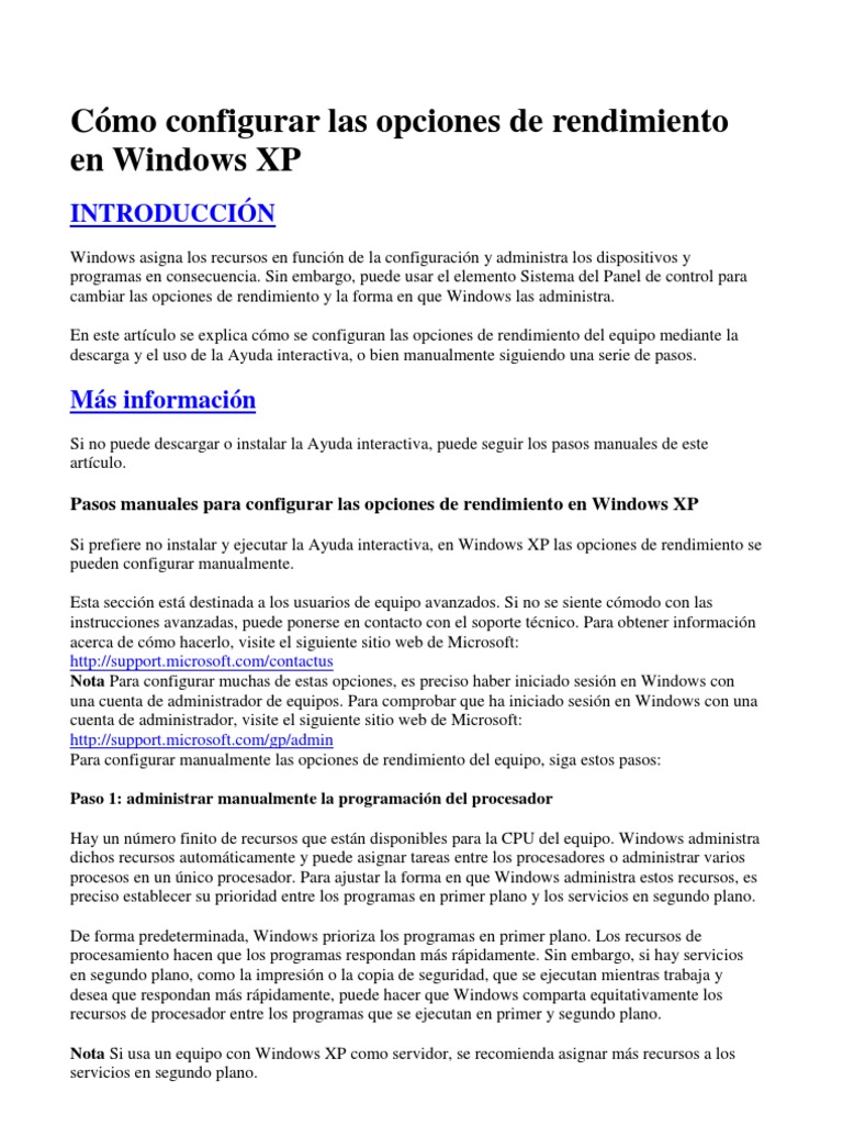 Cómo Configurar Las Opciones de Rendimiento en Windows XP | PDF | Microsoft Windows | Point and ...