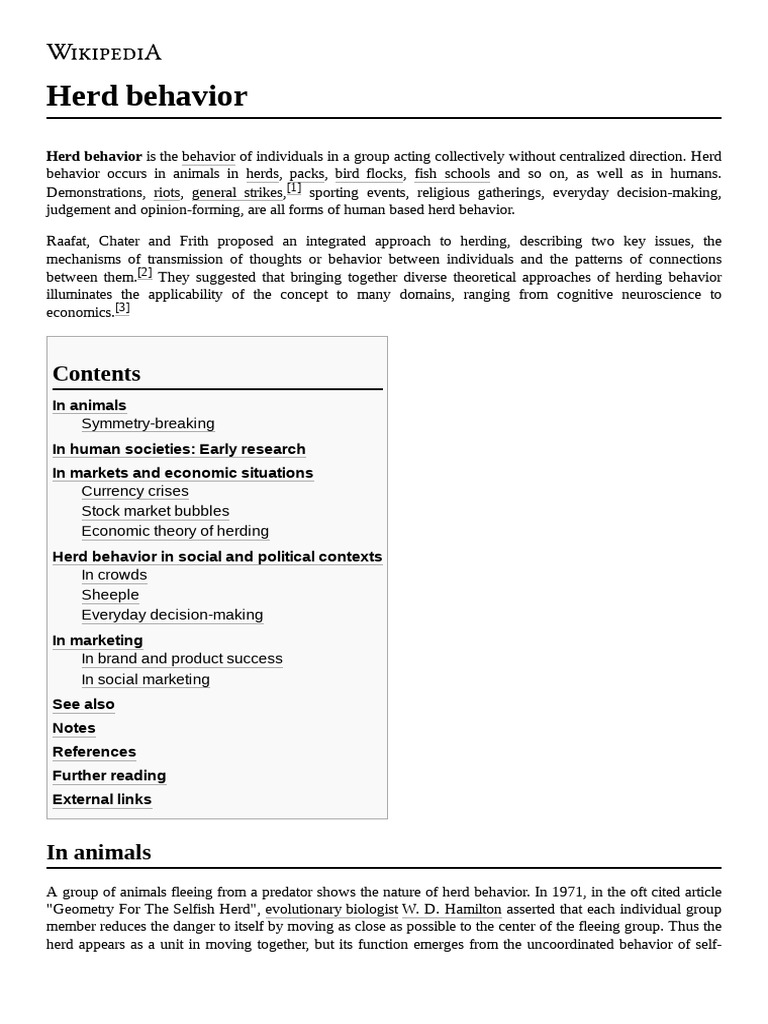 Herd Behavior | Download Free PDF | Psychology