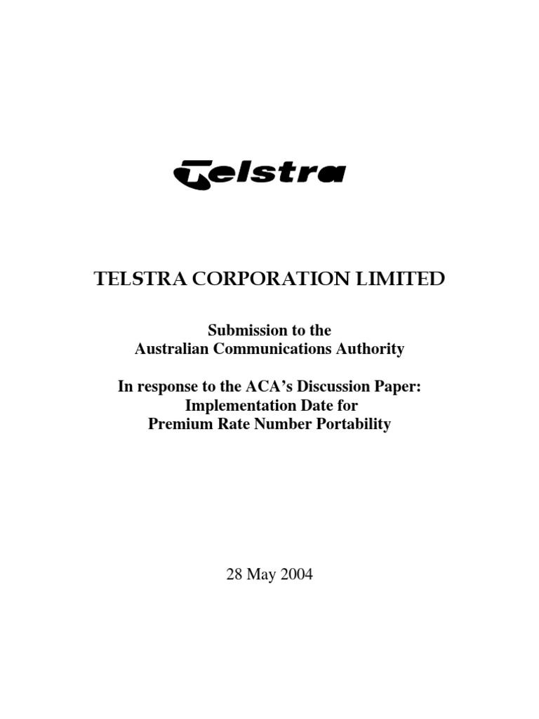 Telstra's Proposed Solution for Implementing Premium Rate Number ...