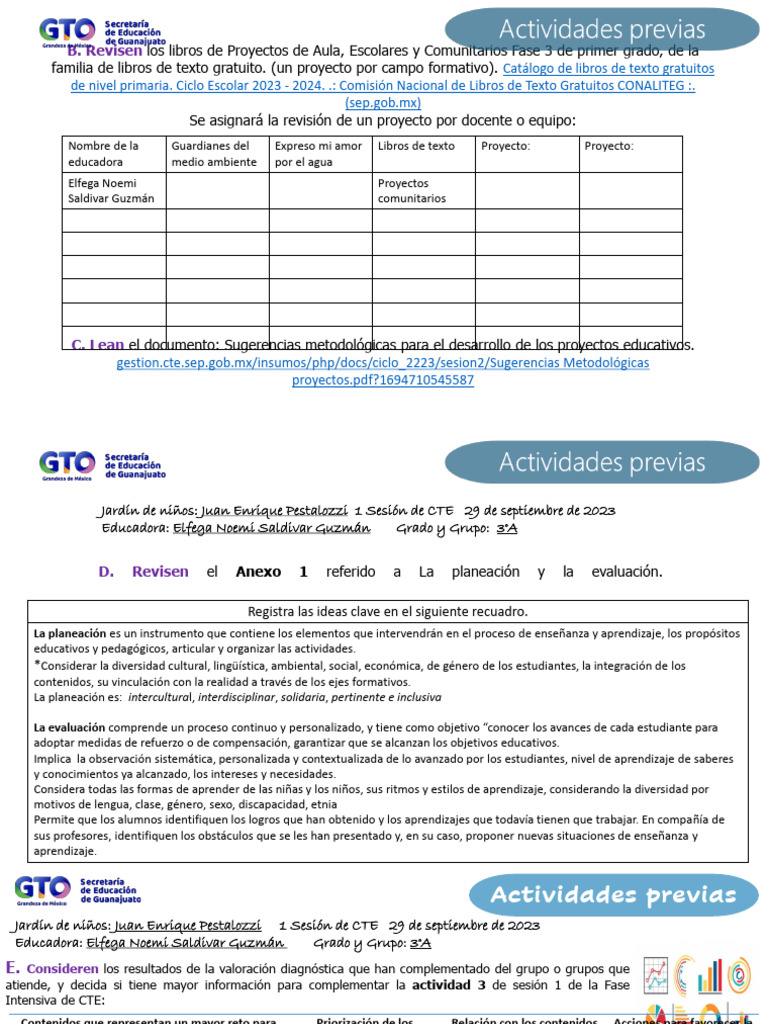 Actividades Previas Al CTE | PDF | Aprendizaje | Educación de la ...