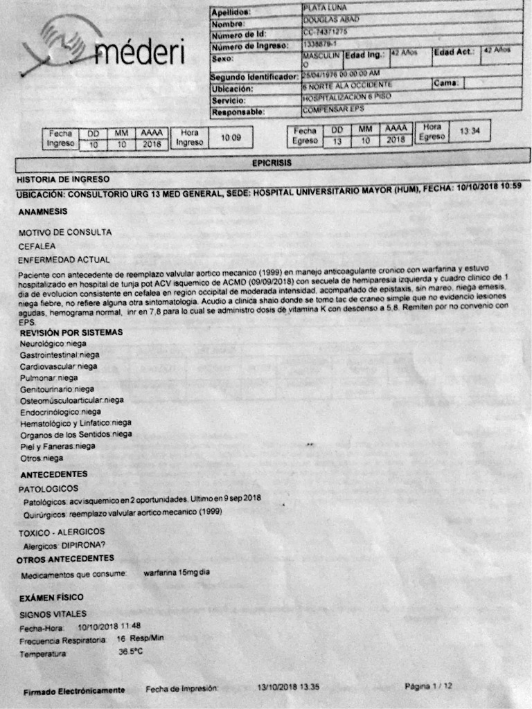 Historia Clinica Mederi | PDF