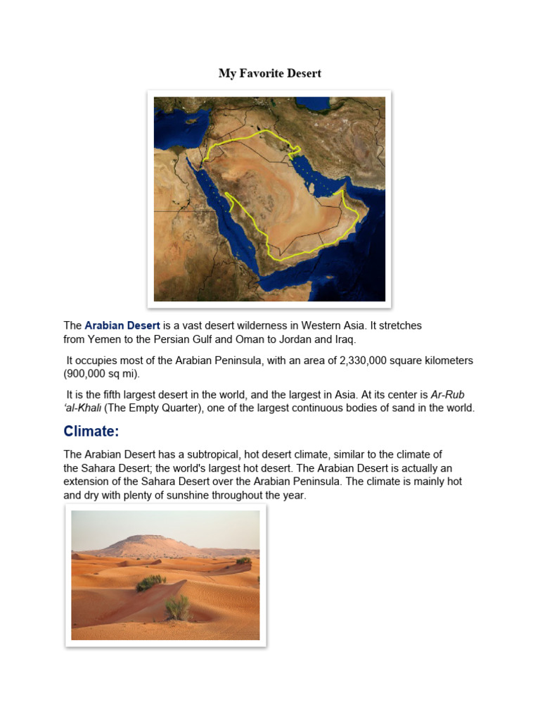 Overview of the Arabian Desert | PDF