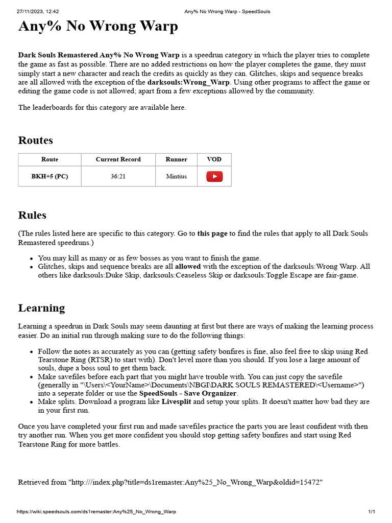 Any% No Wrong Warp - SpeedSouls | PDF | Computing