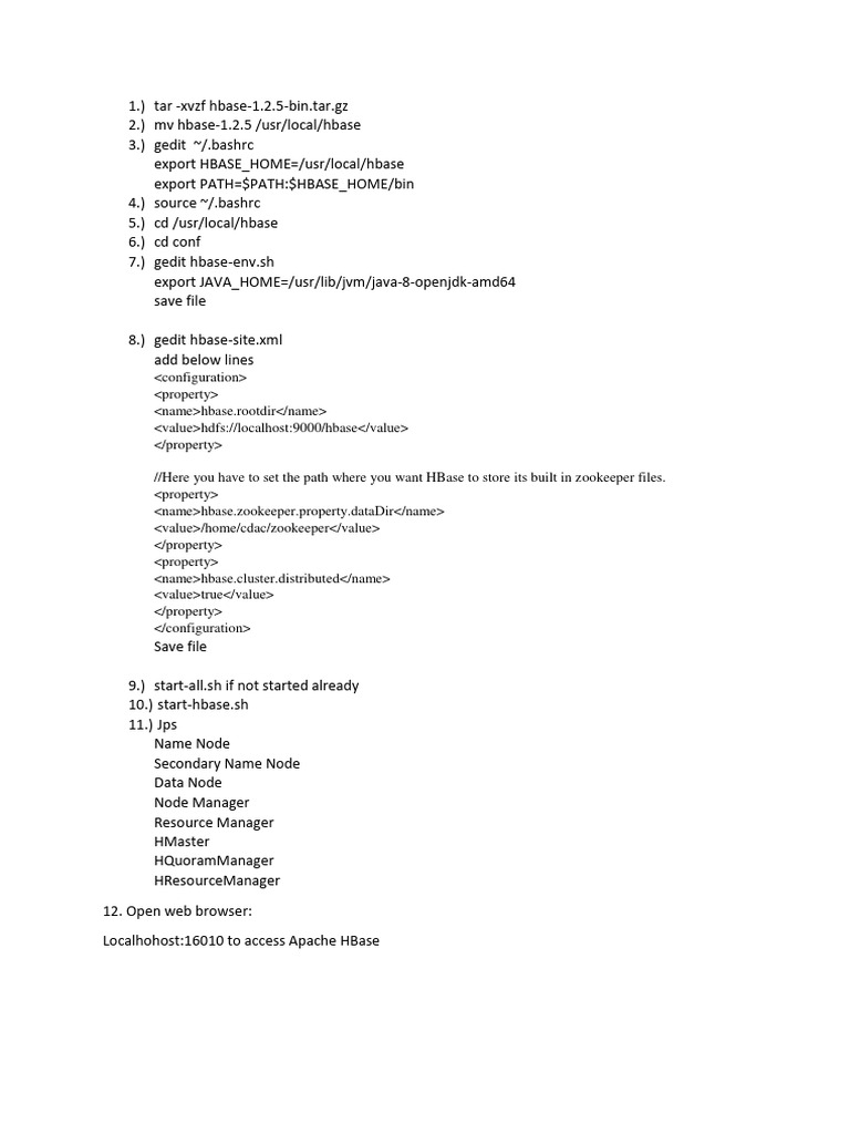 Apache HBase Installation | PDF