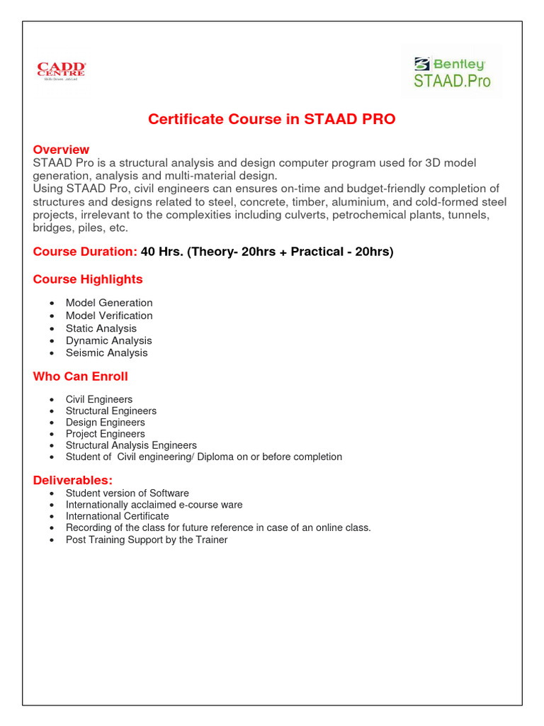 STAAD Pro Course for Engineers | PDF