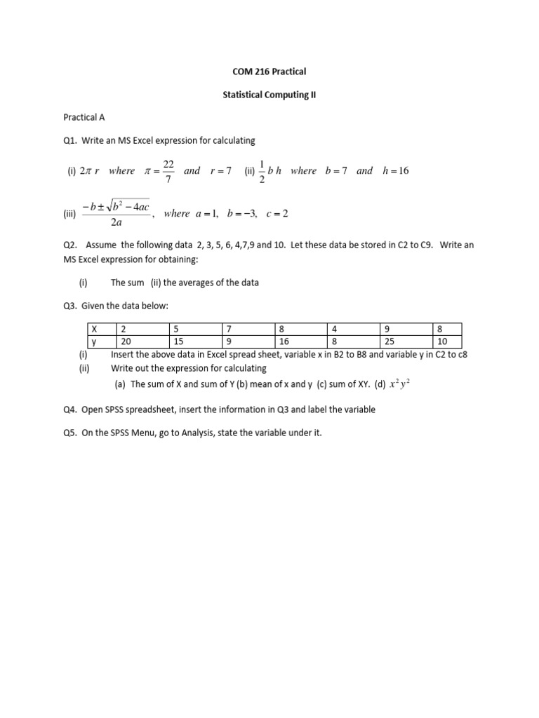 COM 216 Practical 1 | PDF