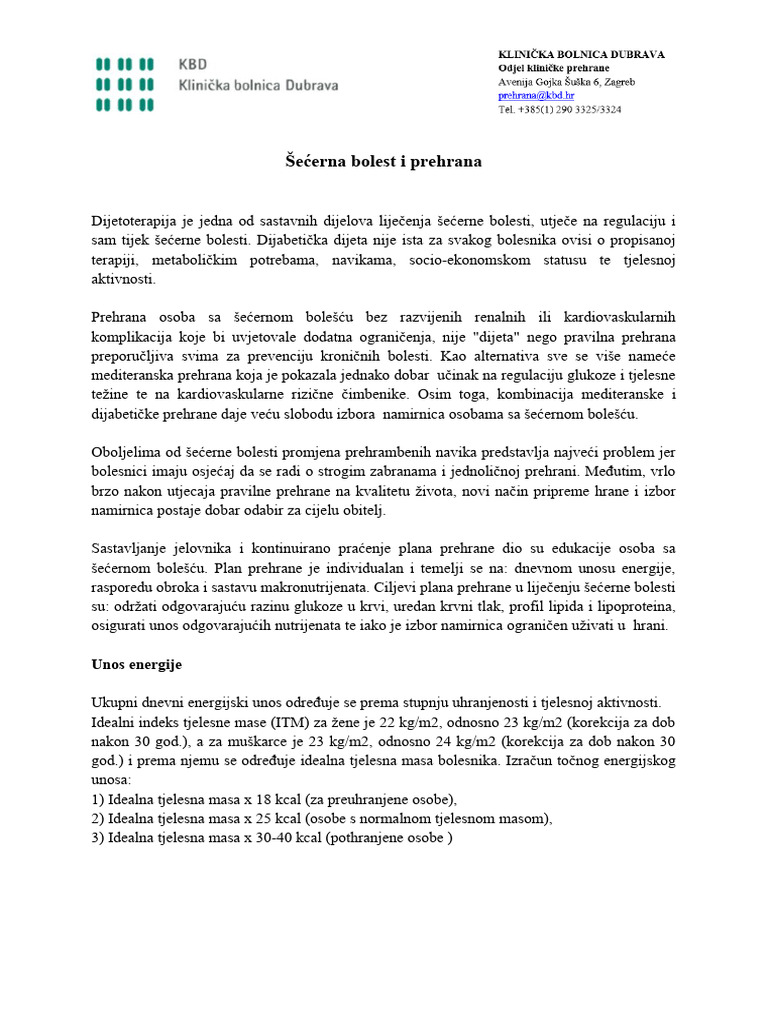 Secerna Bolest I Prehrana | PDF