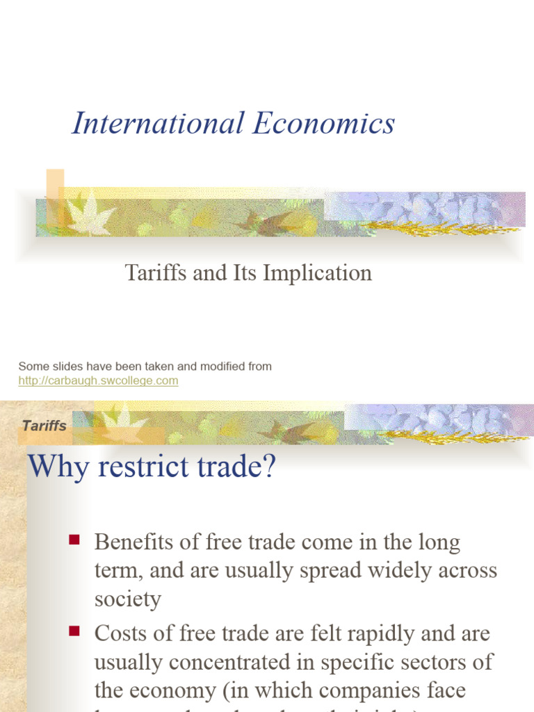International Economics: Tariffs and Its Implication | PDF | Cost Of ...