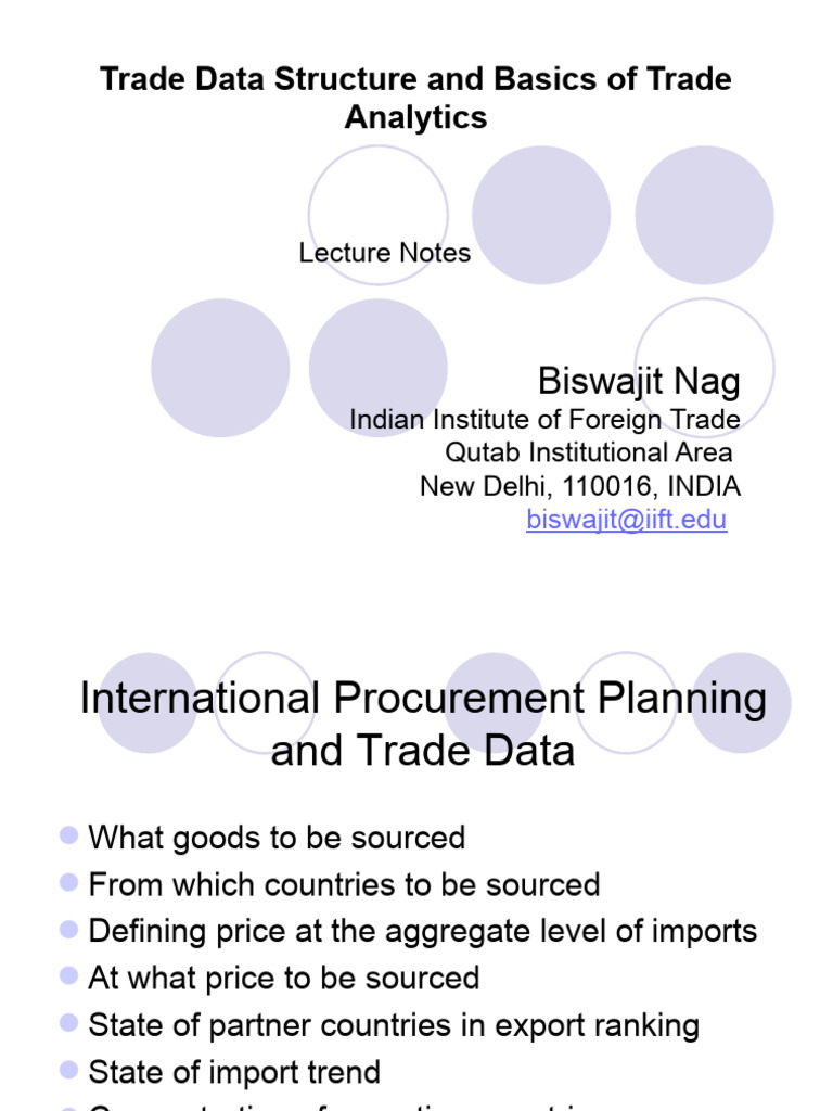 Trade Data Structure and Basics of Trade Analytics: Biswajit Nag | PDF ...