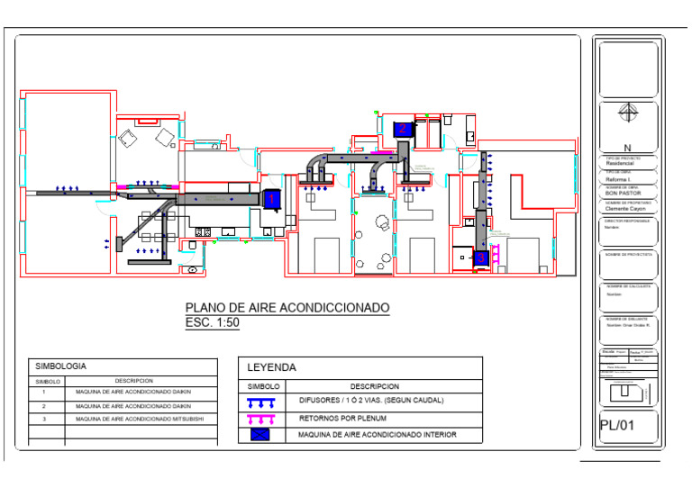 Plano de Aire Acondicionado Detallado | PDF | Ingeniería Termodinámica ...