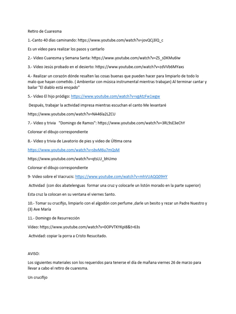 Retiro de cuaresma | PDF