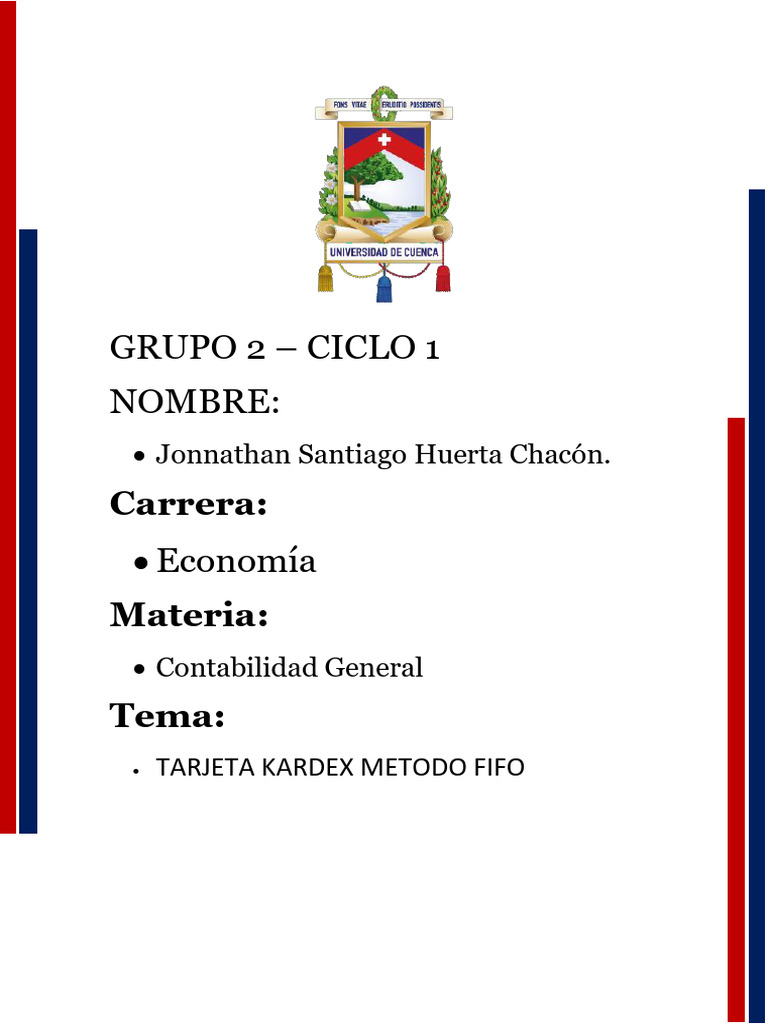 Tarjeta Kardex: Método FIFO | PDF | Finanzas y dinero