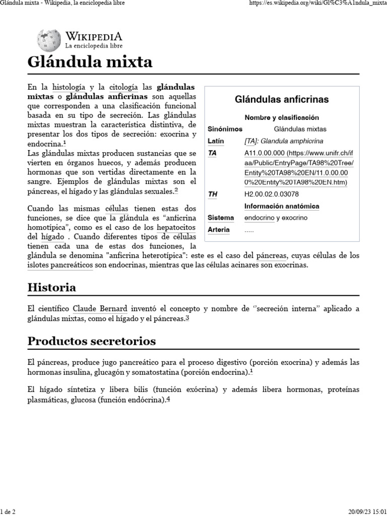 Glándula Mixta - Wikipedia, La Enciclopedia Libre | PDF | Páncreas ...