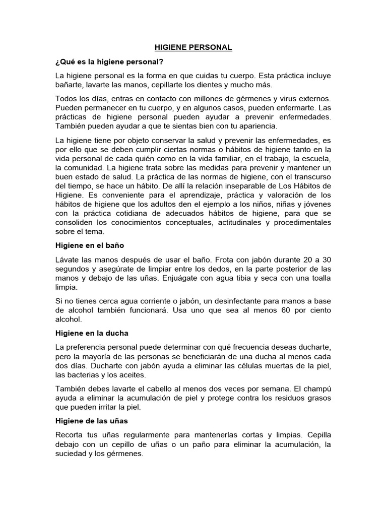 Higiene Personal Pdf