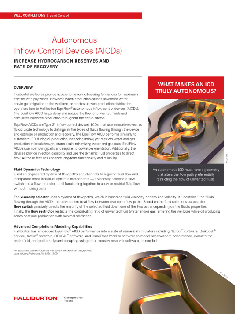 EquiFlow AICD Data Sheet - H08364 | PDF | Fluid Dynamics | Flow Measurement
