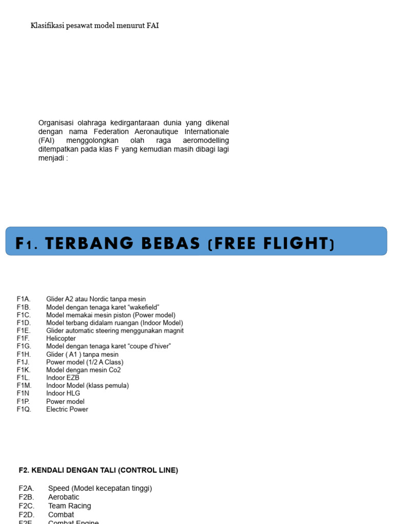 Klasifikasi Aeromodelling FAI | PDF