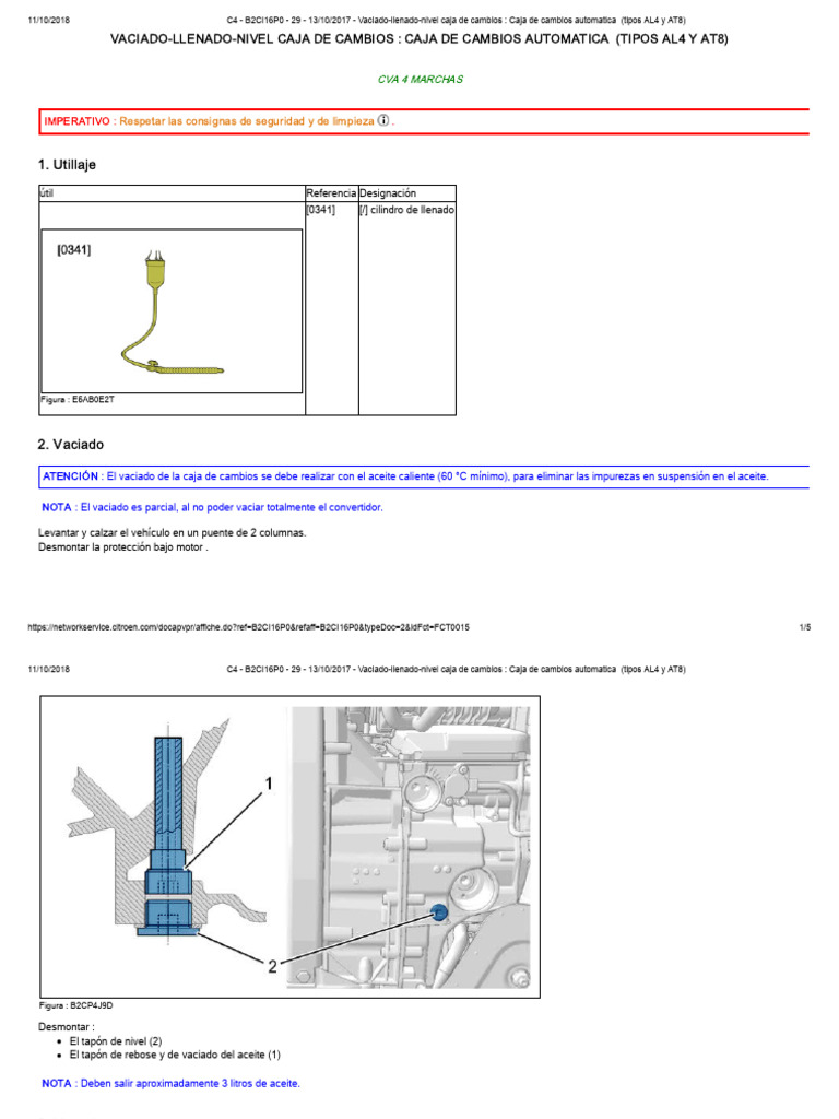 C4 - B2CI16P0 - 29 - 13 - 10 - 2017 - Vaciado-Llenado-Nivel Caja de Cambios - Caja de Cambios ...