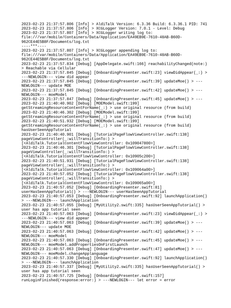 Log | PDF | Swift (Programming Language) | Cache (Computing)