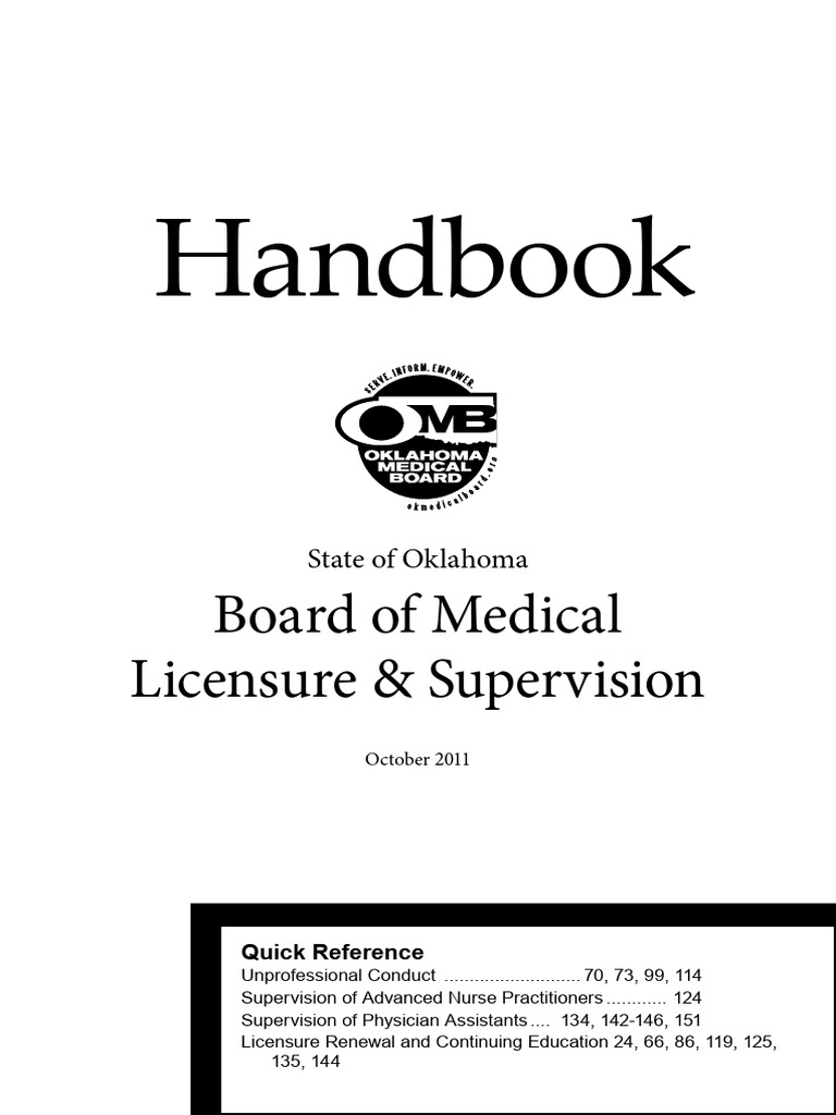 HANDBOOK State of Oklahoma Board of Medical Licensure & Supervision ...