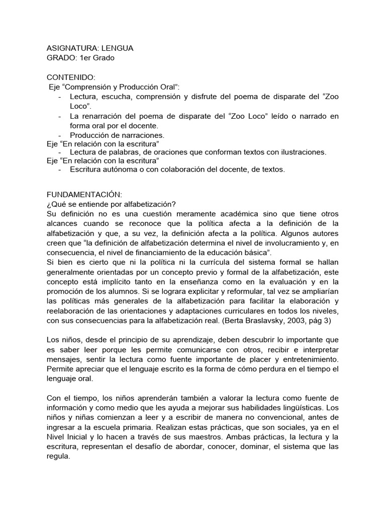 SECUENCIA DIDACTICA DE ALFABETIZACIÓN | PDF | Literatura | Aprendizaje