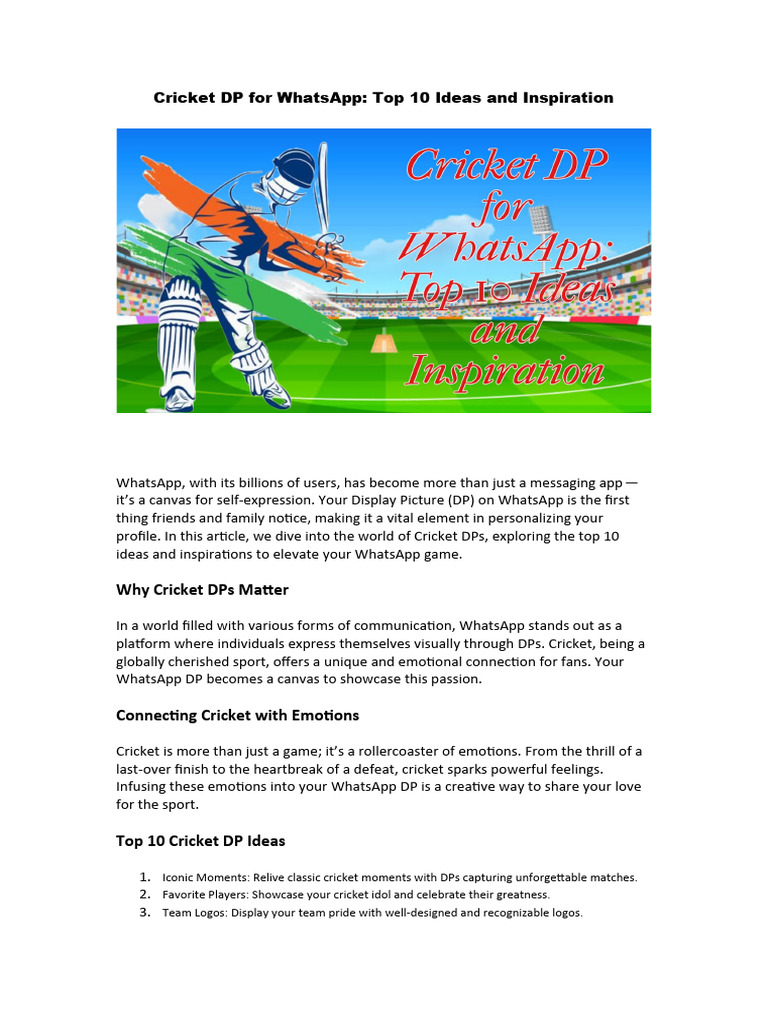 Cricket DP For WhatsApp | PDF | Career & Growth | Sports & Recreation