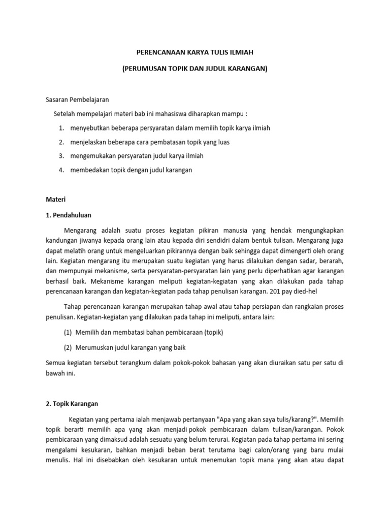 10 Perencanaan Karya Tulis Ilmiah | PDF
