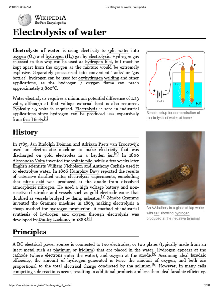 Electrolysis of Water Explained | PDF | Electrolyte | Chemical Substances