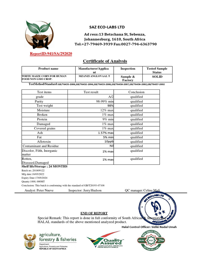 Coa White Corn Mzanzi | PDF