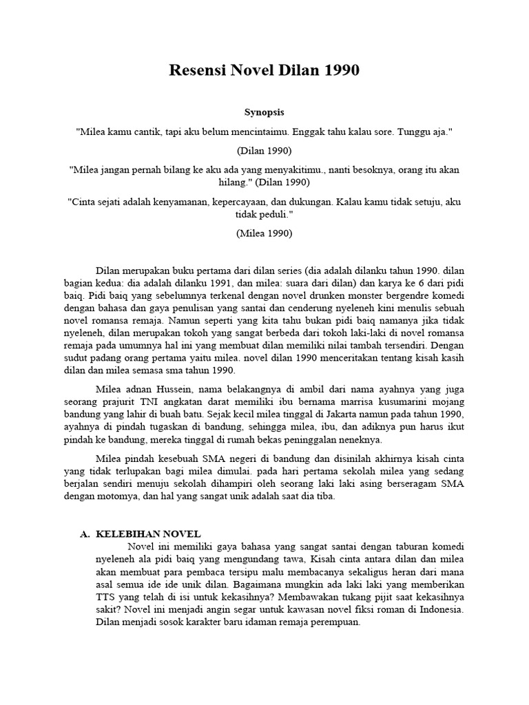 Resensi Novel Dilan 1990 | PDF