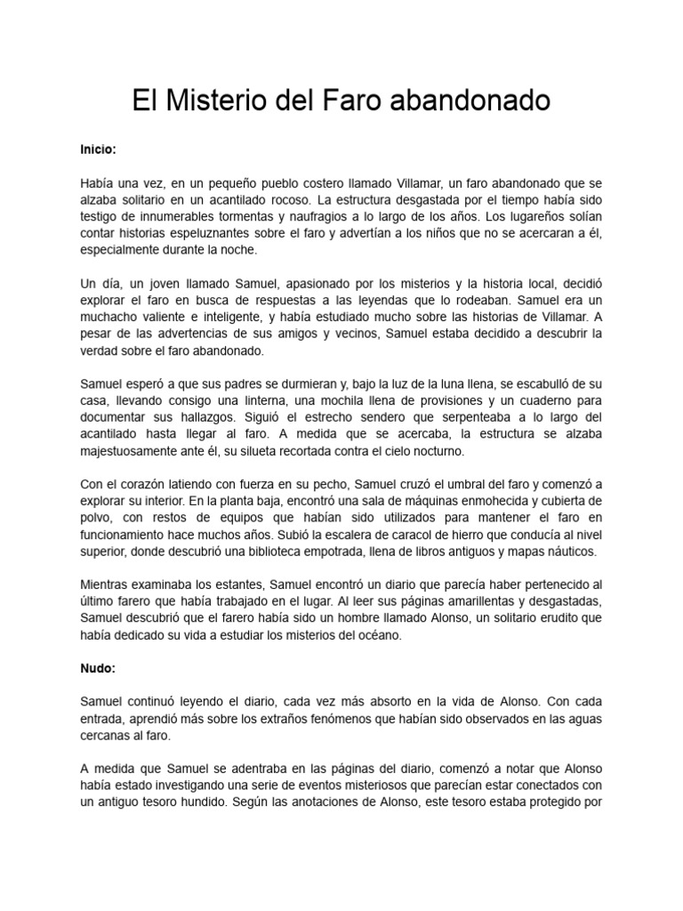 Cuento Corto - El Misterio Del Faro Abandonado | PDF