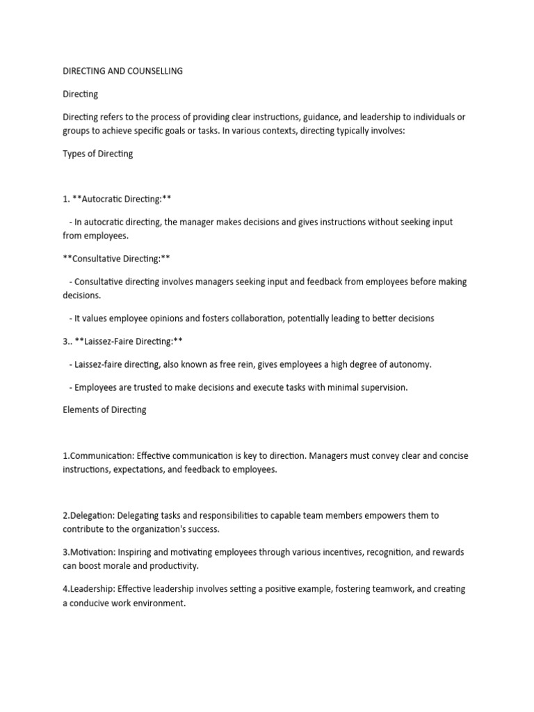 Types of Directing and Counseling | PDF | Self-Improvement