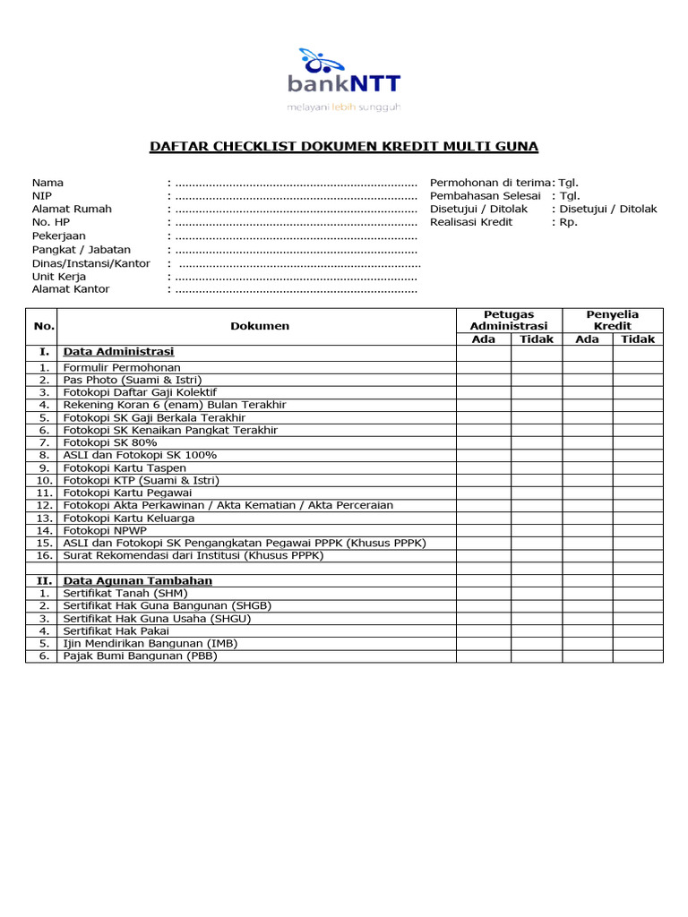 Formulir Kredit 2023 Edit | PDF | Pengelolaan Keuangan & Uang