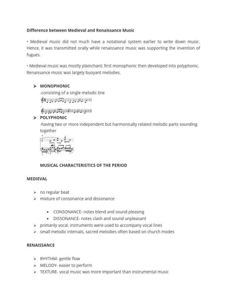 Difference Between Medieval and Renaissance Music | PDF | Gregorian ...