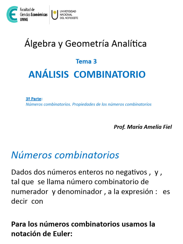 Unidad 3 - Propiedades de Los Números Combinatorios | PDF Unidad 3 - Propiedades de Los Números Combinatorios | PDF